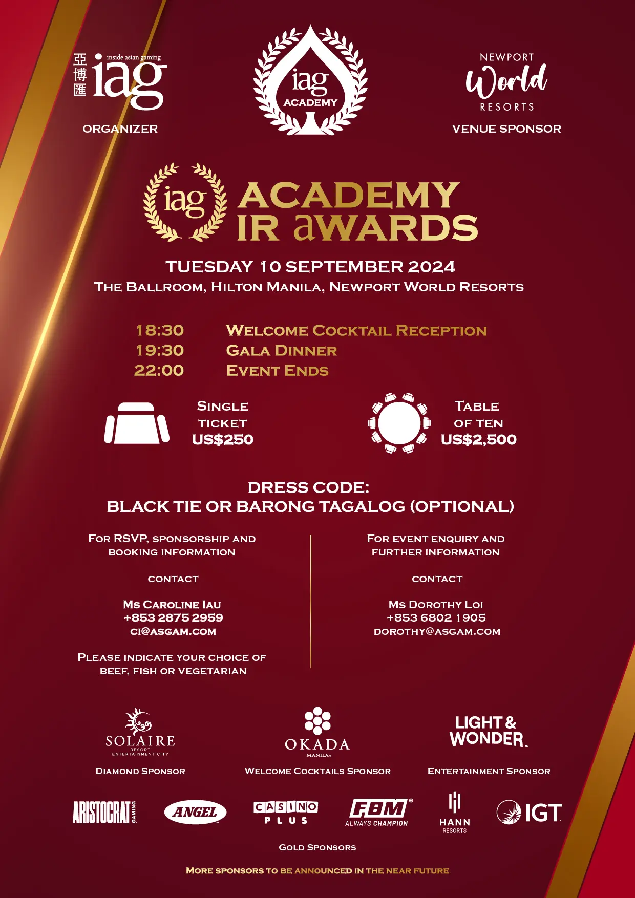 IR AWARDS > DINNER – IAG Academy